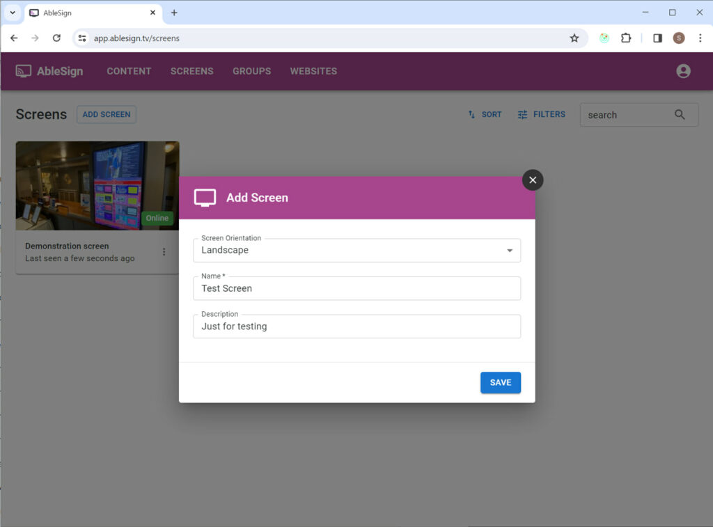 How to setup a new digital signage screen