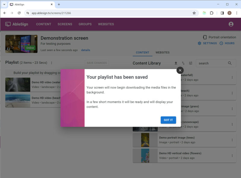 How to display content on your digital signage screen