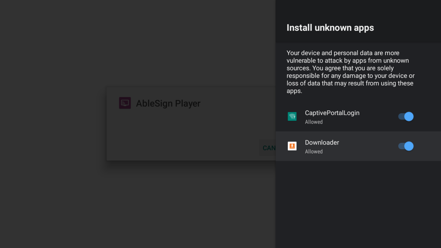 How to manually install the AbleSign app on an AndroidTV
