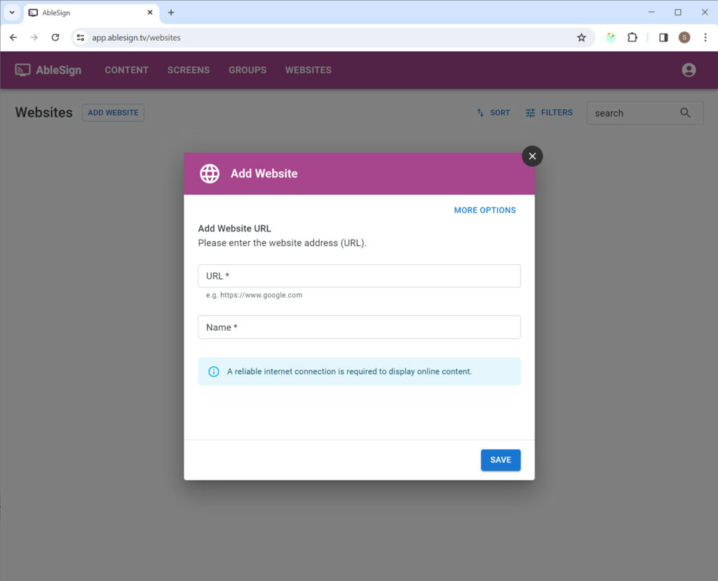 How to display a website on your digital signage screen