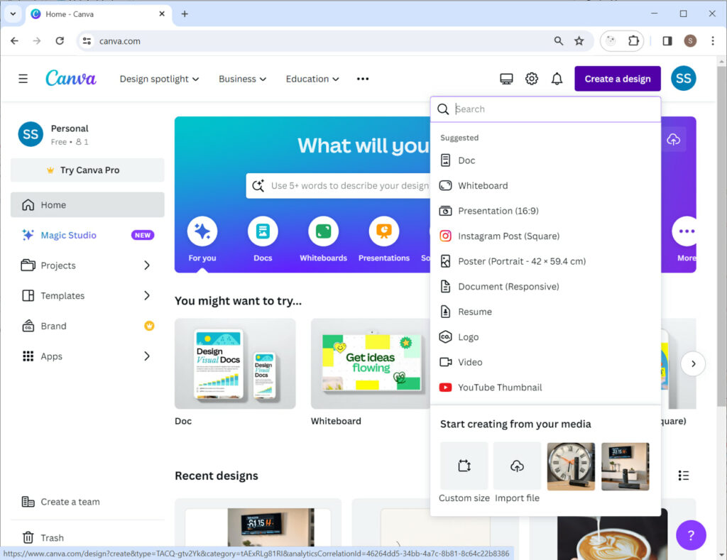 Create a digital menu board in Canva