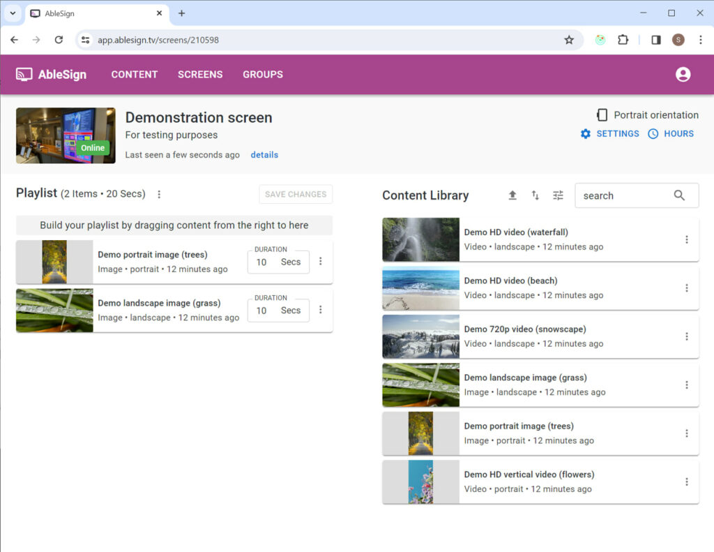 Does AbleSign support portrait orientation?