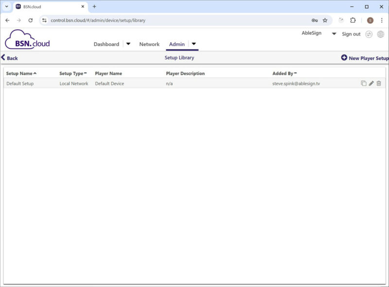 How to setup a BrightSign player using control cloud
