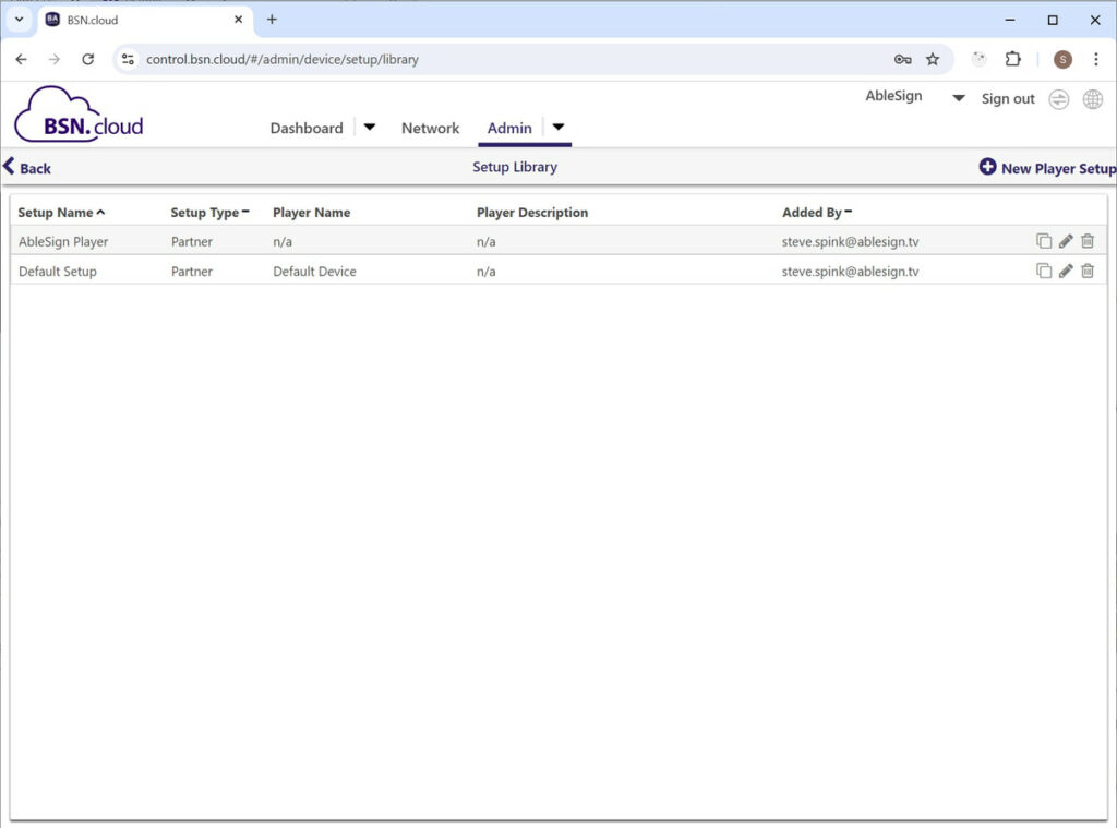 How to setup a BrightSign player using control cloud