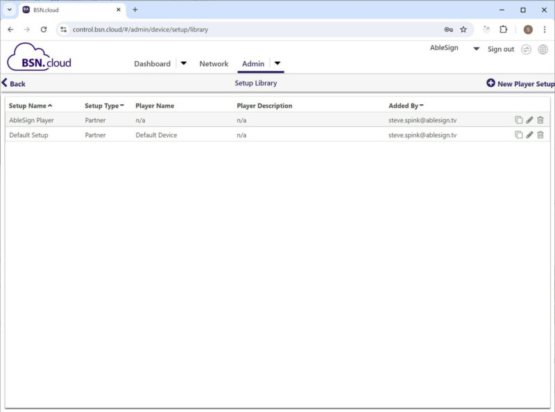 How to setup a BrightSign player using control cloud