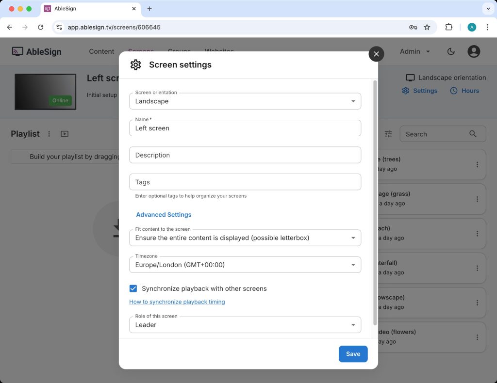 How to sync playback with other screens